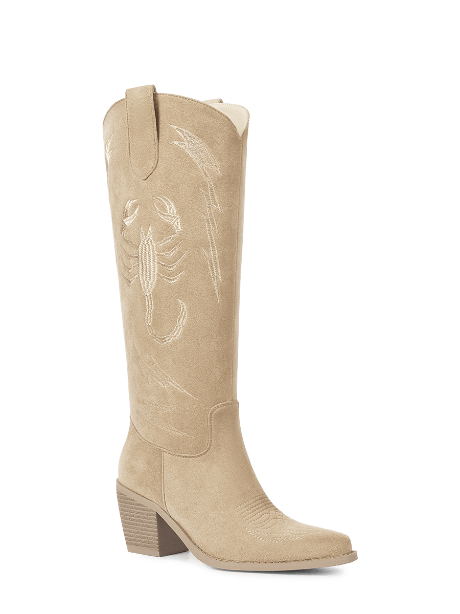 Apricot Embroidery Desert Scorpion Cowgirl Boots | WETKISS BOOTS